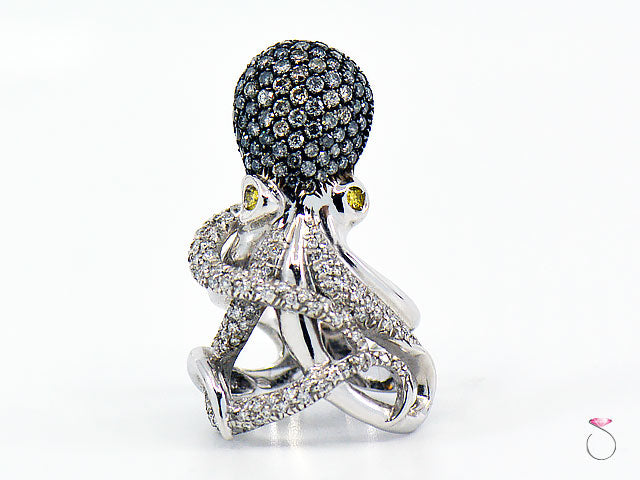 Diamond Designer Octopus White Gold Ring | Solitaire Jewelers ...