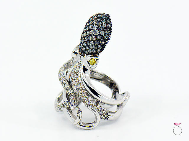 Diamond Designer Octopus White Gold Ring | Solitaire Jewelers ...