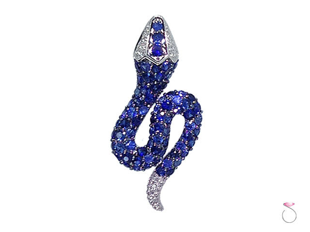 Enchanting Blue Sapphire & Diamond Snake Pendant 18K – SOLITAIRE JEWELERS