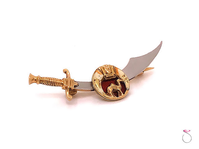Shop Vintage Shriners Masonic Enamel Sword Gold Brooch – SOLITAIRE JEWELERS