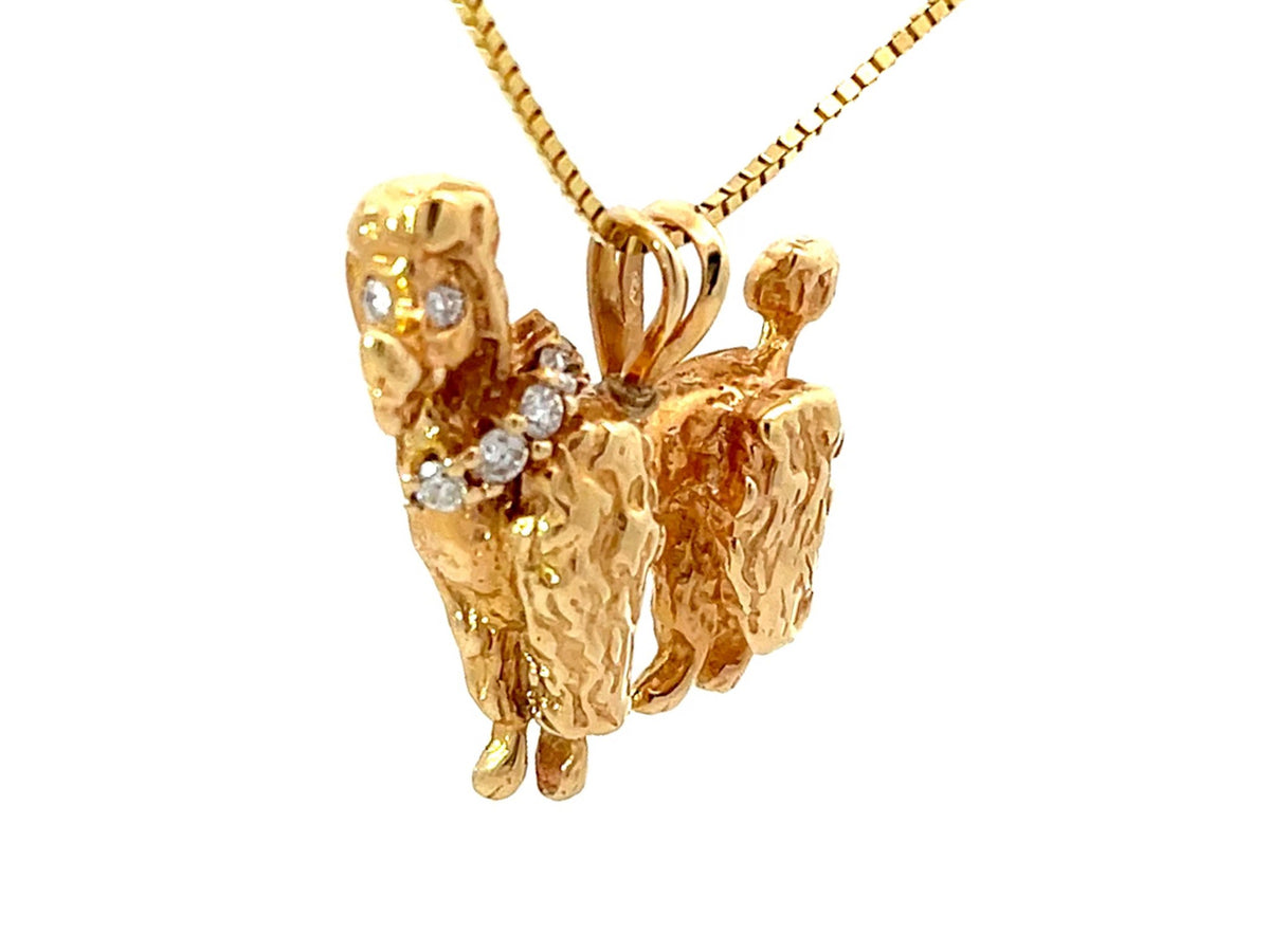 Charming 14K Solid Gold Poodle Diamond Dog Necklace – SOLITAIRE JEWELERS