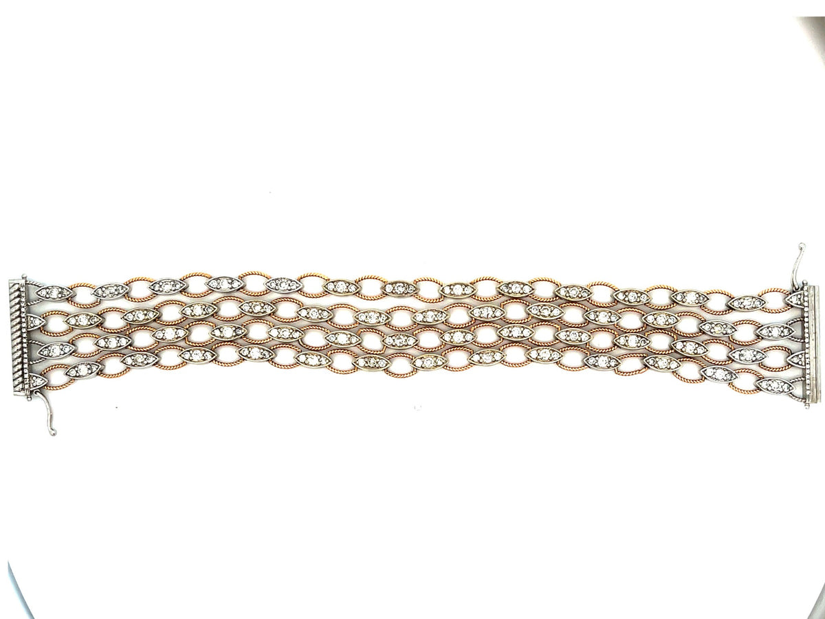 Multi Strand Diamond Link Bracelet in 18k Rose and White Gold ...
