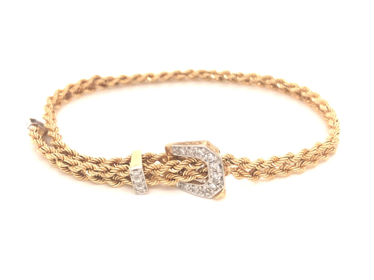 Vintage Diamond Belt Double Rope Bracelet in Yellow Gold SM – SOLITAIRE ...