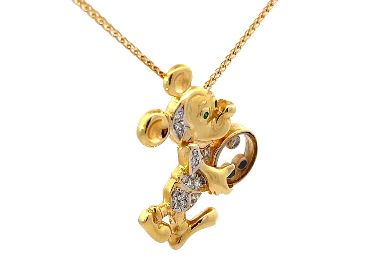 Shop Diamond Emerald Sapphire Mickey Mouse Pendant Necklace – SOLITAIRE ...