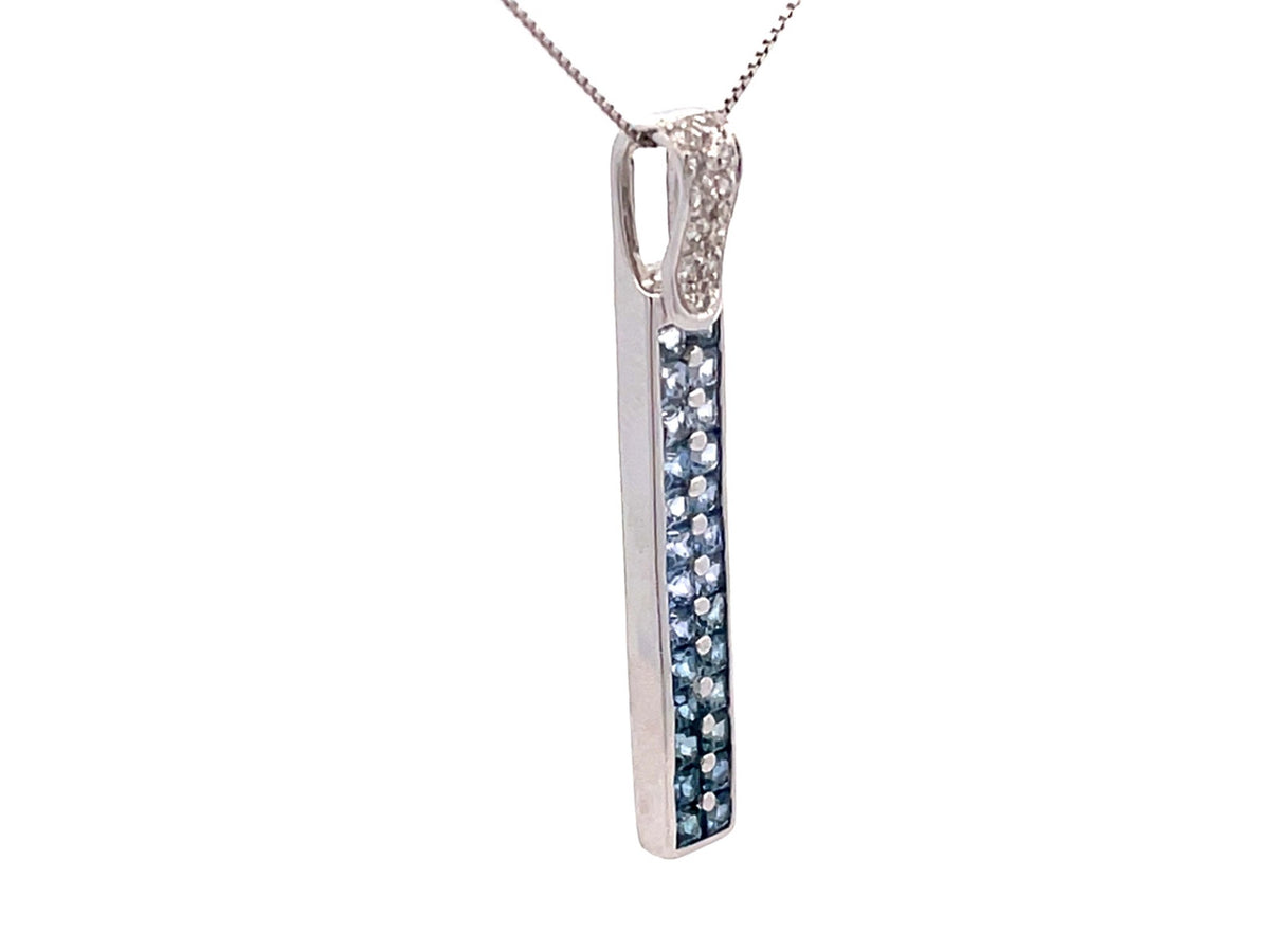 Rectangular Sapphire Diamond Drop Pendant in White Gold – SOLITAIRE ...