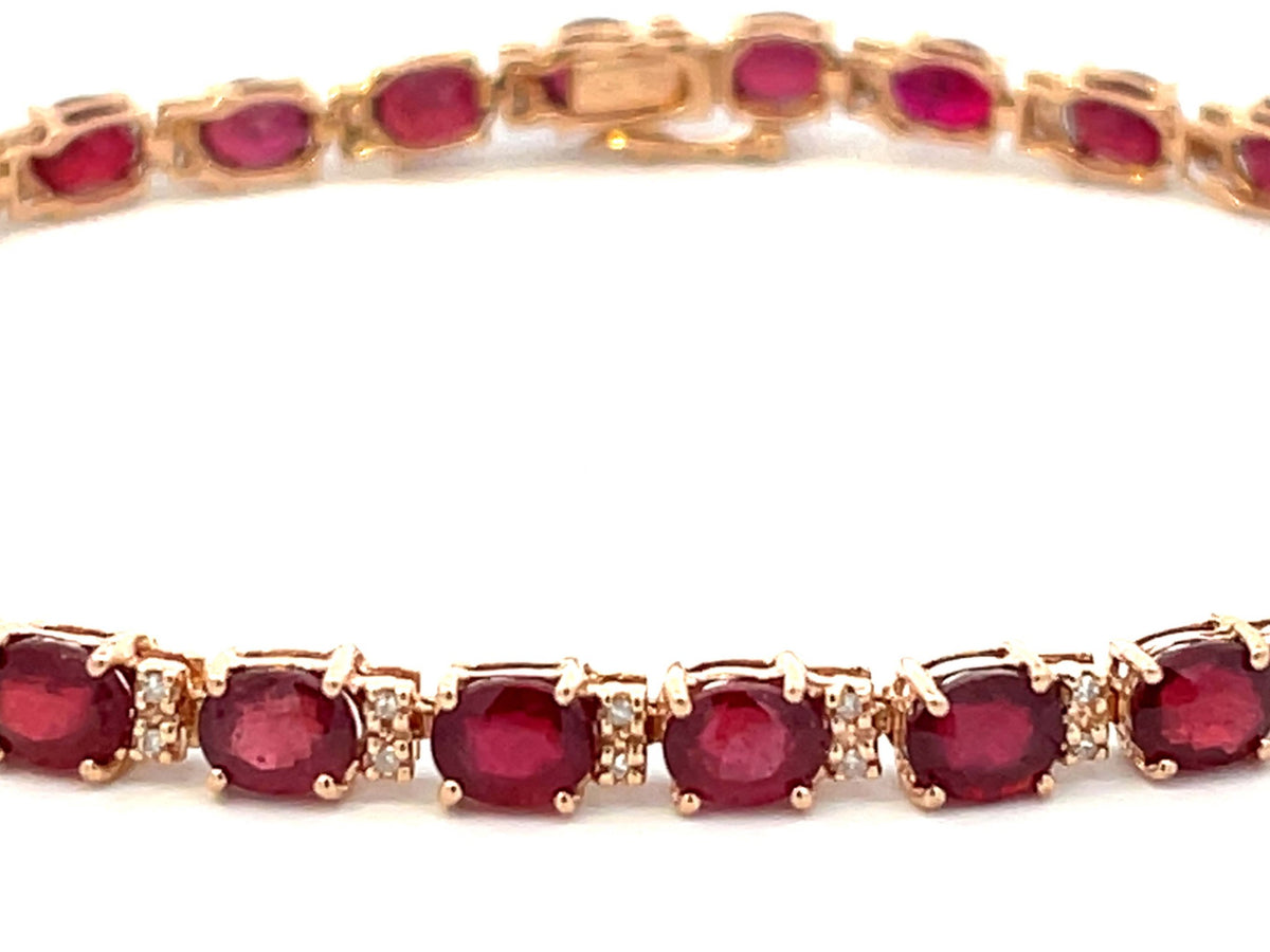 Effy Oval Red Ruby & Diamond Tennis Bracelet in 14k Rose Gold ...