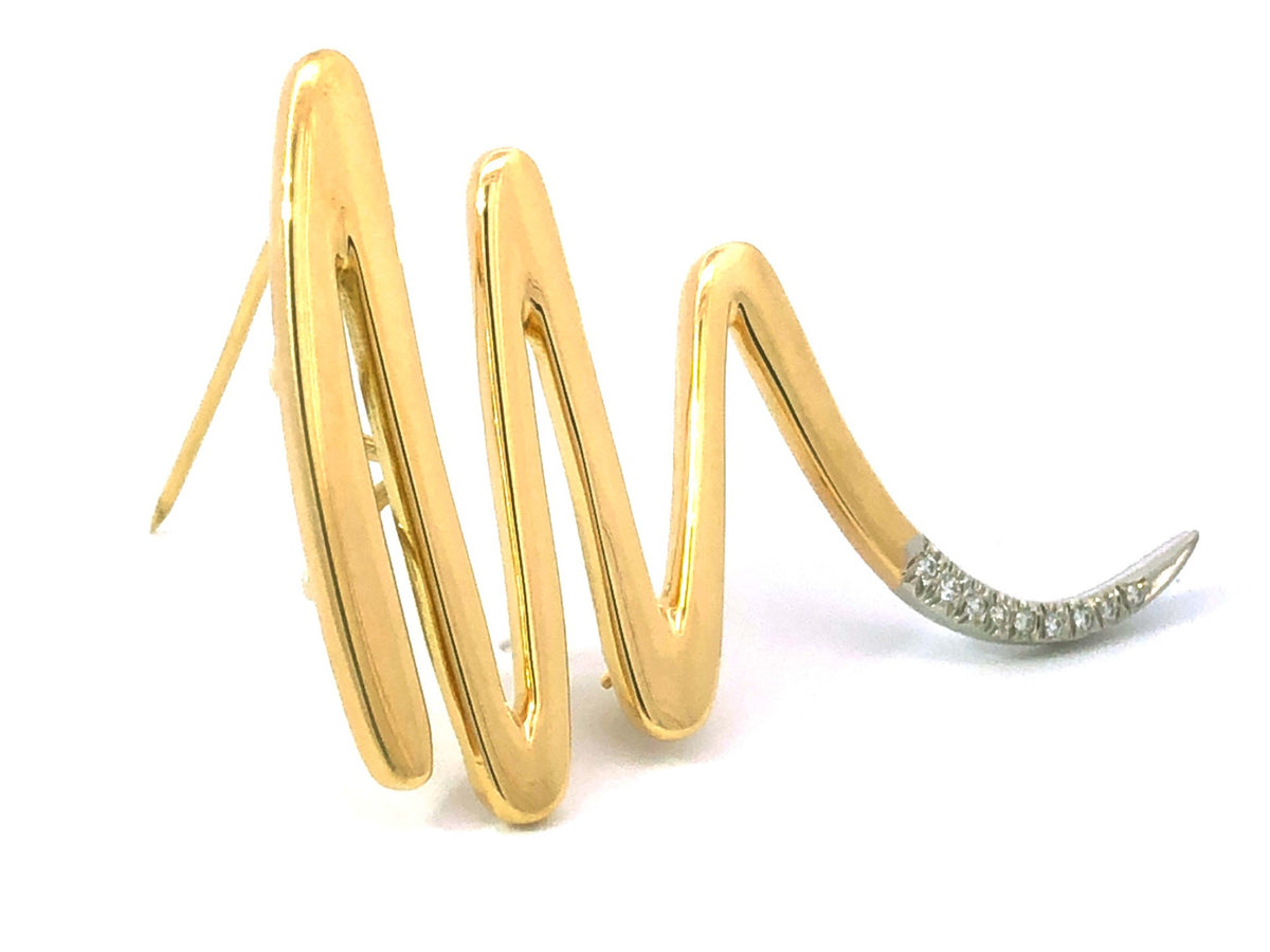 Buy Tiffany & Co. 18k Gold Picasso Diamond Squiggle Brooch Pendant ...